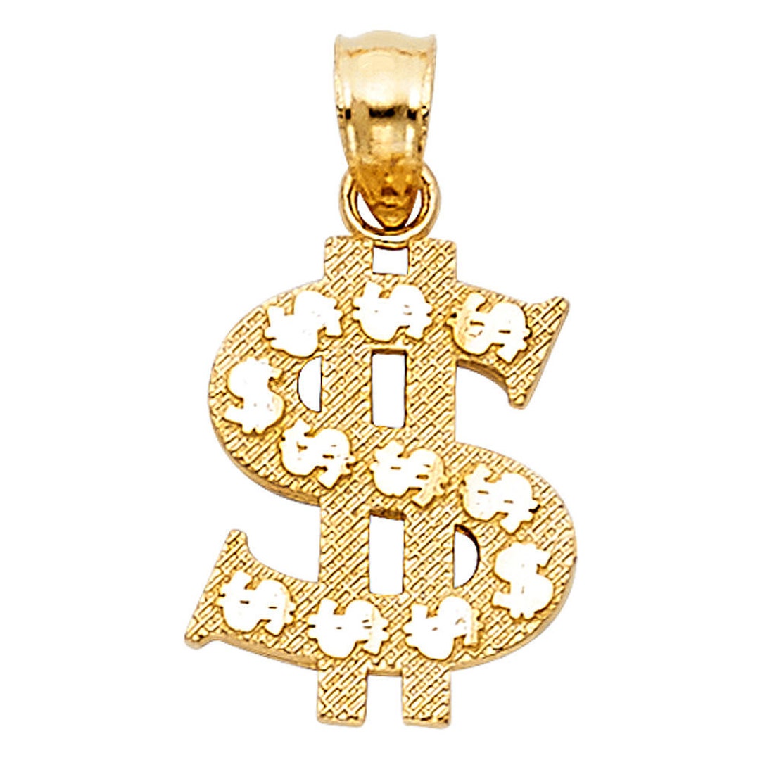 14K Solid Yellow Gold Money Dollar Sign Charm Pendant for Men Women - Etsy