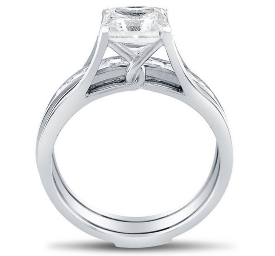 2 Ct Princess Cut Diamond 2 Piece Engagement Wedding Ring Band - Etsy