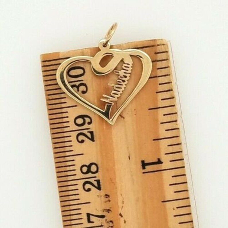 14K Yellow Gold Heart Name Pendant Personalized Customized - Etsy
