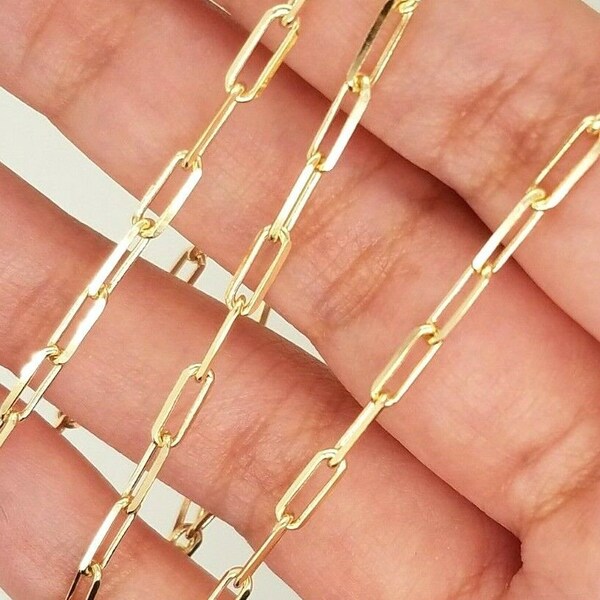 14k Gold Paperclip Chain - Etsy