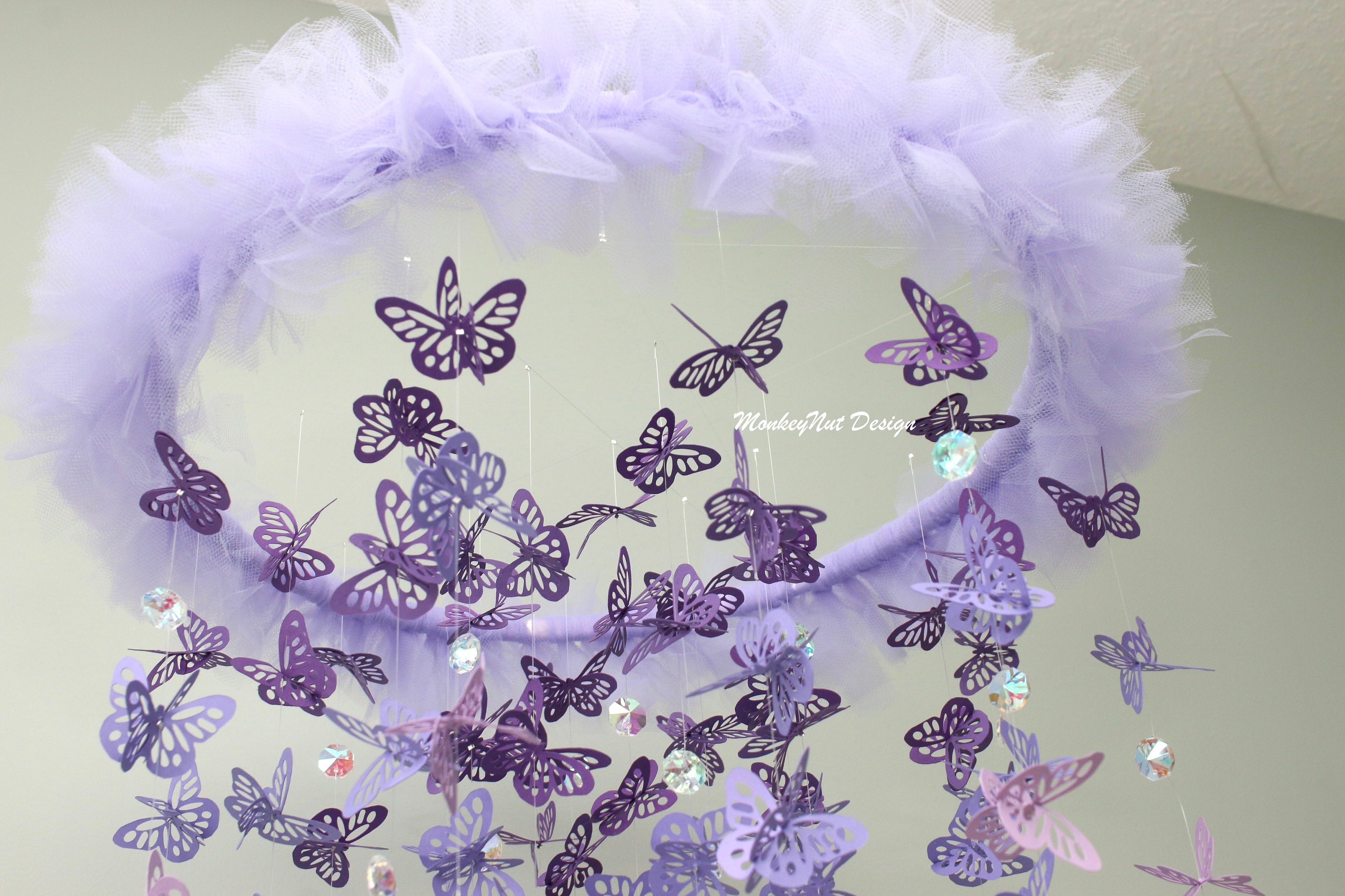 Purple Tulle Butterfly Mobile/monarch Butterfly Chandelier Mobile/kids ...