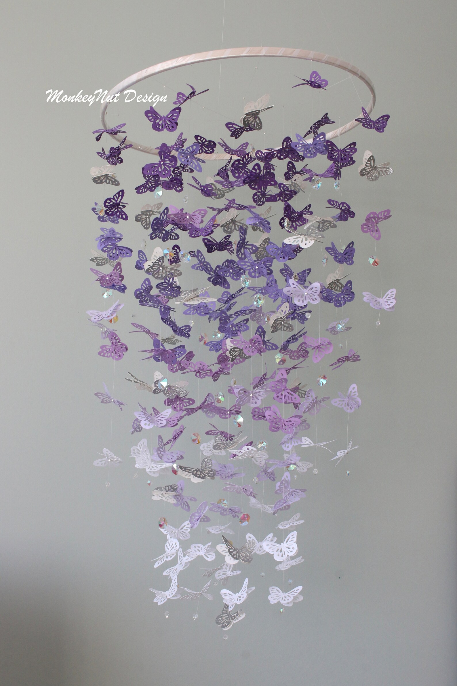 Crystal Butterfly Mobile/monarch Butterfly Mobile/purple Ombre ...