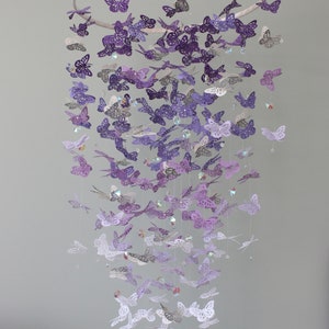 Crystal Butterfly Mobile/monarch Butterfly Mobile/purple Ombre ...