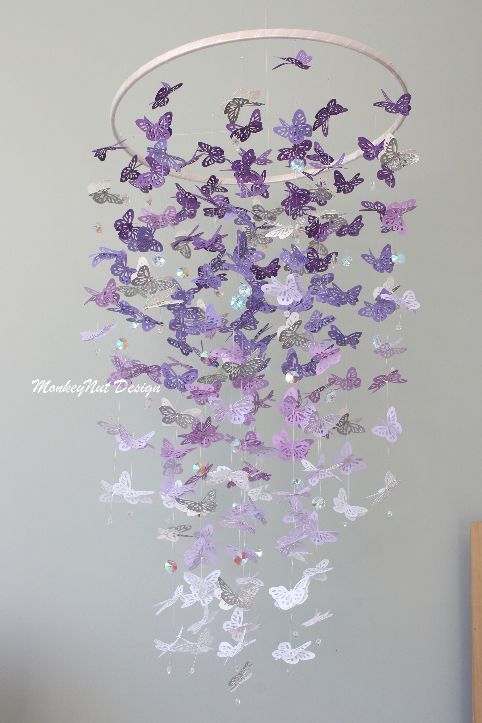 Crystal Butterfly Mobile/monarch Butterfly Mobile/purple Ombre ...