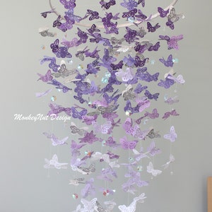 Crystal Butterfly Mobile/monarch Butterfly Mobile/purple Ombre ...