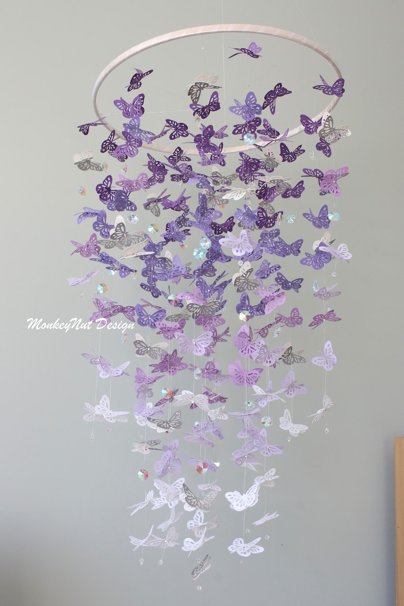 Crystal Butterfly Mobile/monarch Butterfly Mobile/purple Ombre ...