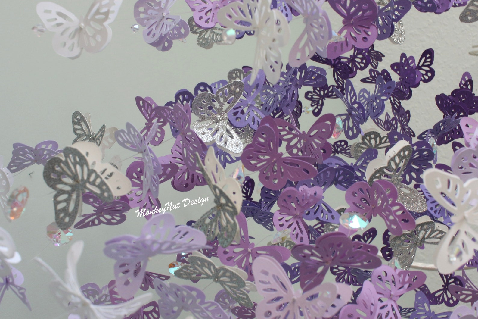 Crystal Butterfly Mobile/monarch Butterfly Mobile/purple Ombre ...