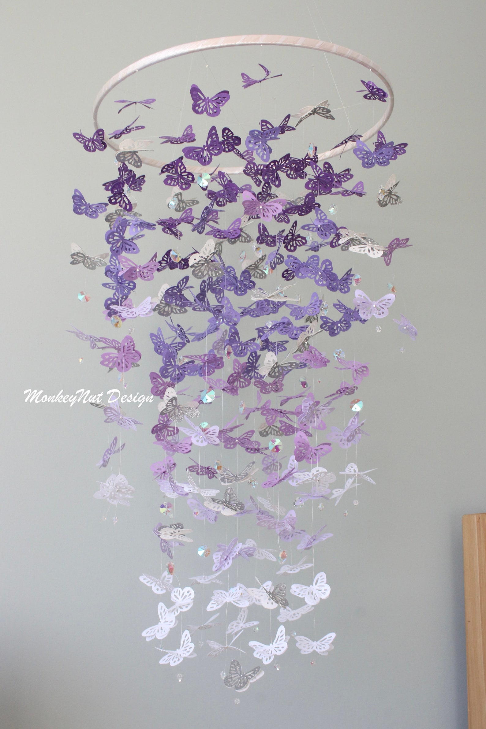 Crystal Butterfly Mobile/monarch Butterfly Mobile/purple Ombre ...