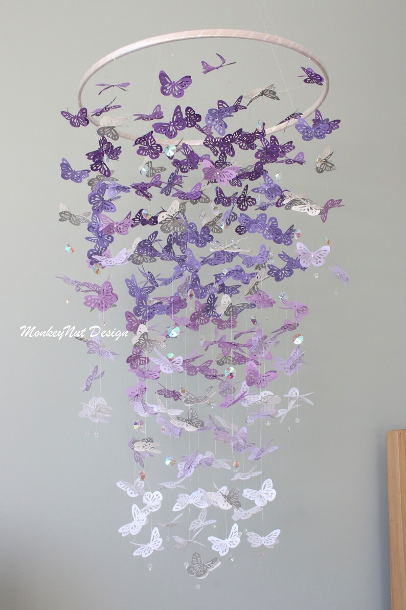 Crystal Butterfly Mobile/monarch Butterfly Mobile/purple Ombre ...