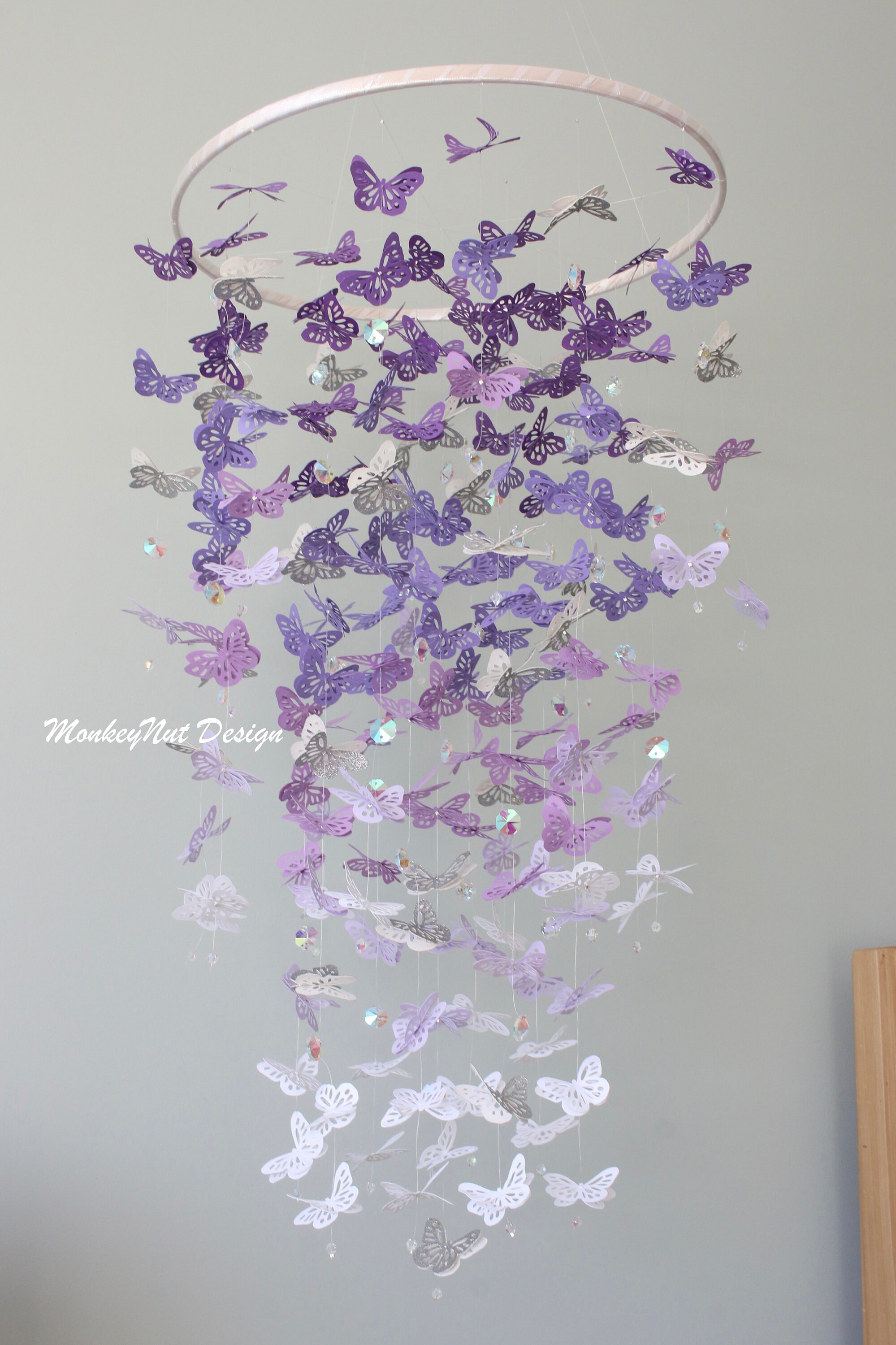 Crystal Butterfly Mobile/monarch Butterfly Mobile/purple Ombre ...
