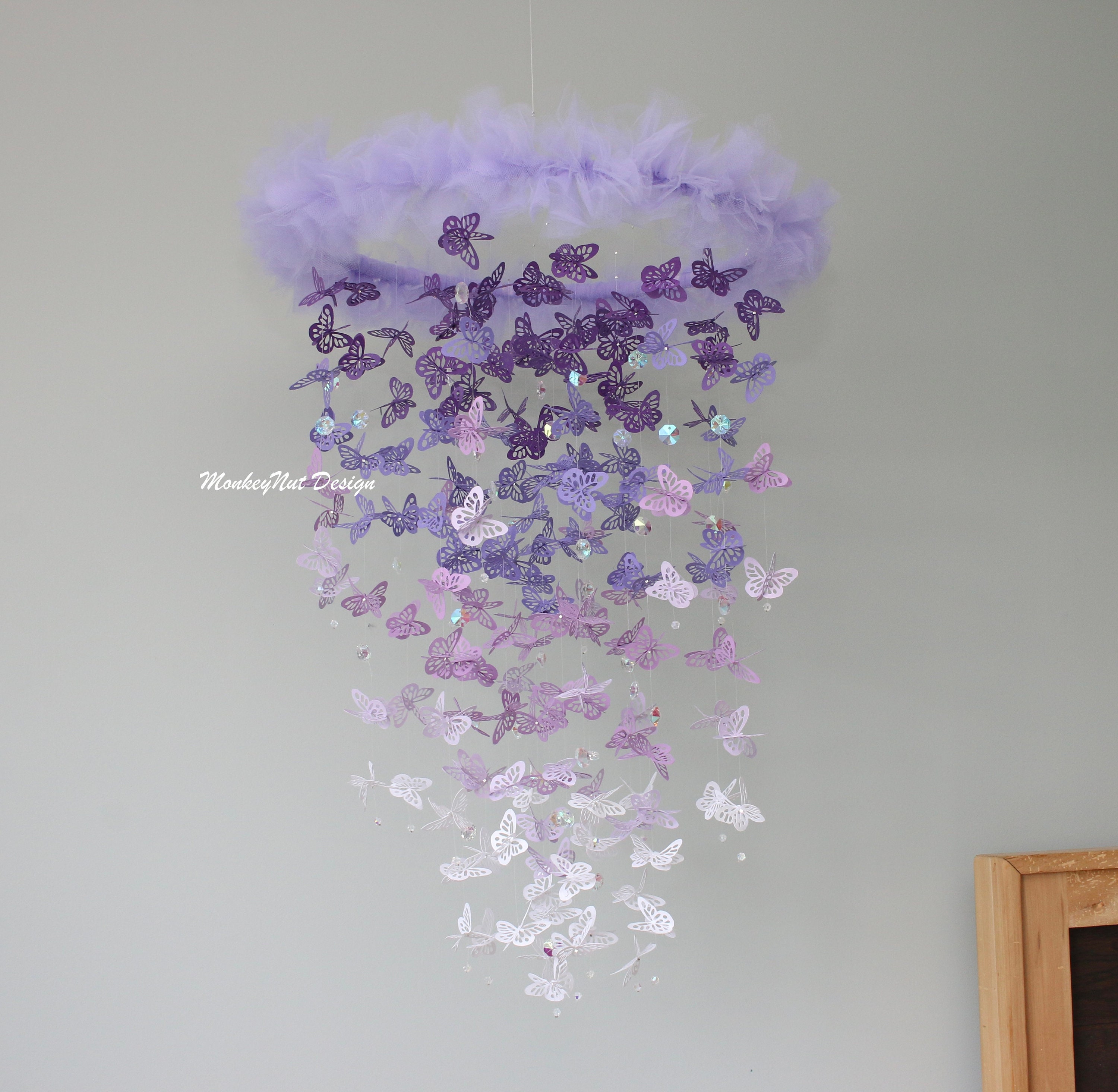 Purple Tulle Butterfly Mobile/monarch Butterfly Chandelier Mobile/kids ...