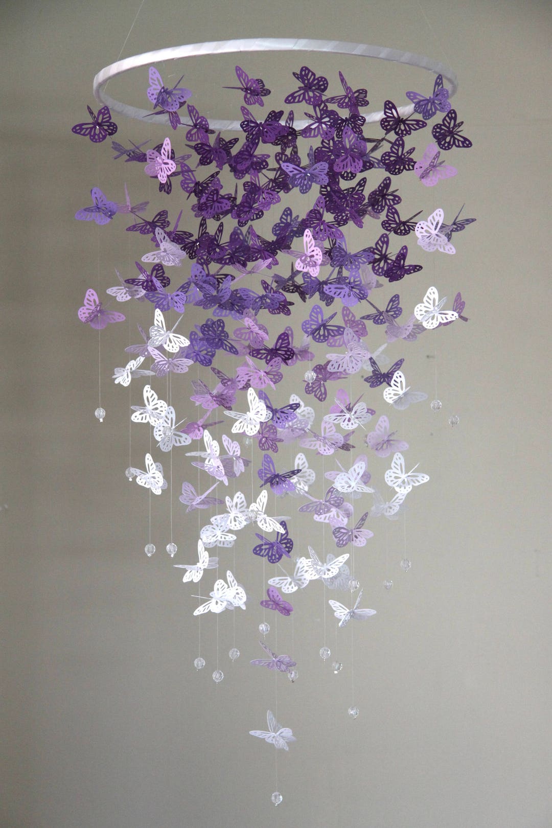 FULL Bodied Butterfly Mobile/monarch Butterfly Chandelier Mobile/purple ...