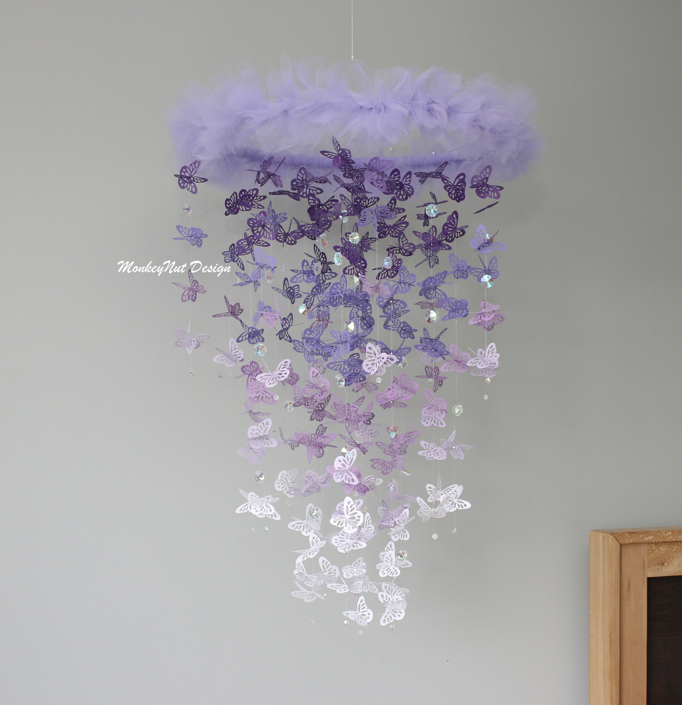 Purple Tulle Butterfly Mobile/monarch Butterfly Chandelier Mobile/kids ...