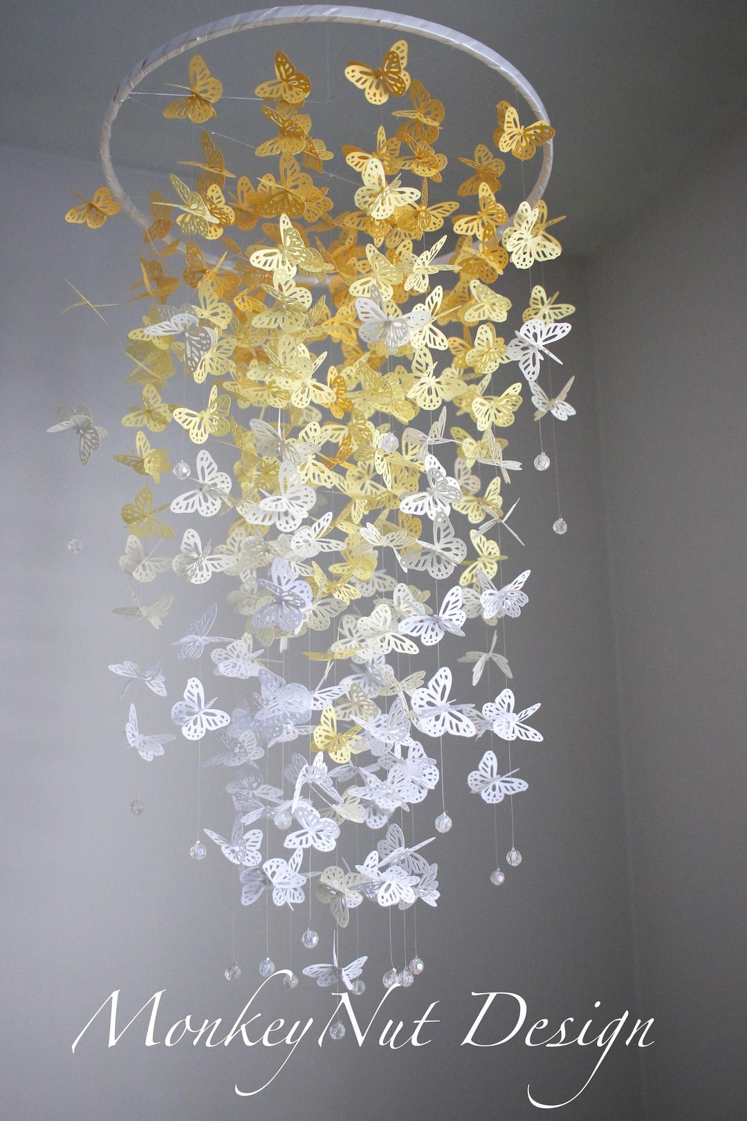 FULL BODIED Butterfly Mobile/monarch Butterfly Mobile/yellow White ...