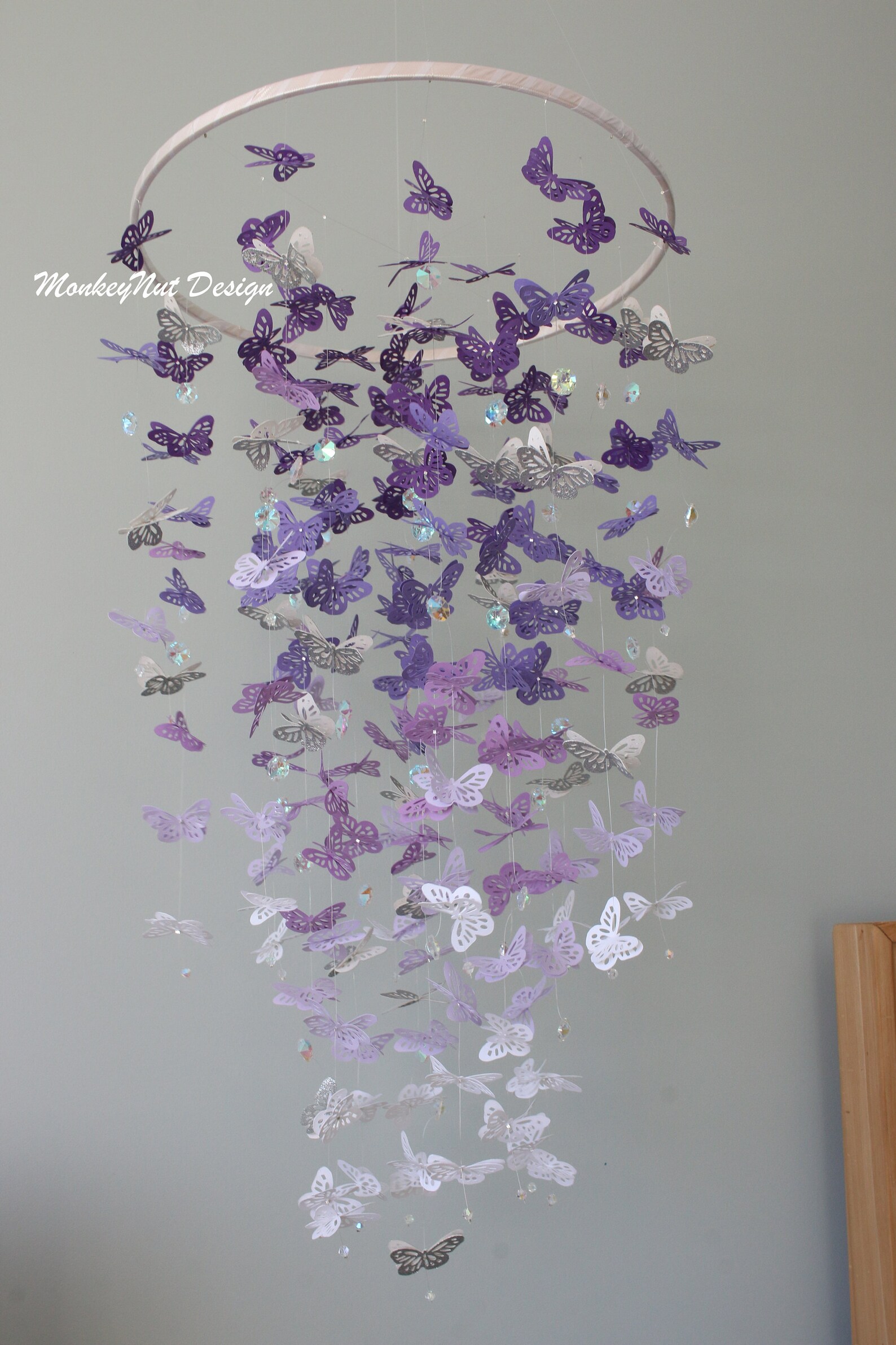 Crystal Butterfly Mobile/monarch Butterfly Mobile/purple Ombre ...