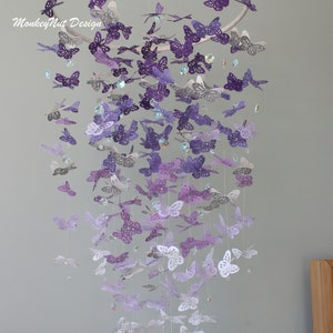 Crystal Butterfly Mobile/monarch Butterfly Mobile/purple Ombre ...