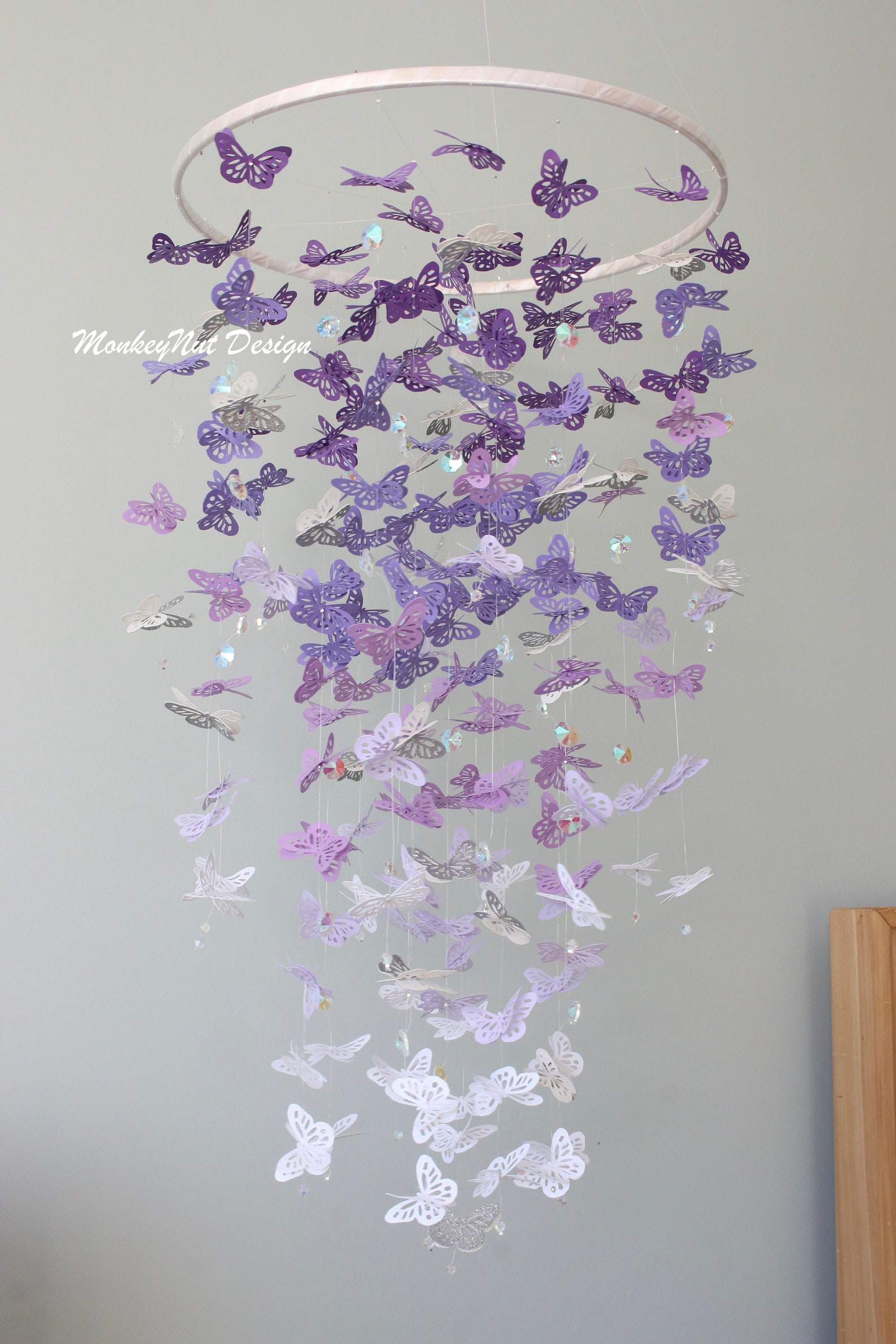 Crystal Butterfly Mobile/monarch Butterfly Mobile/purple Ombre ...