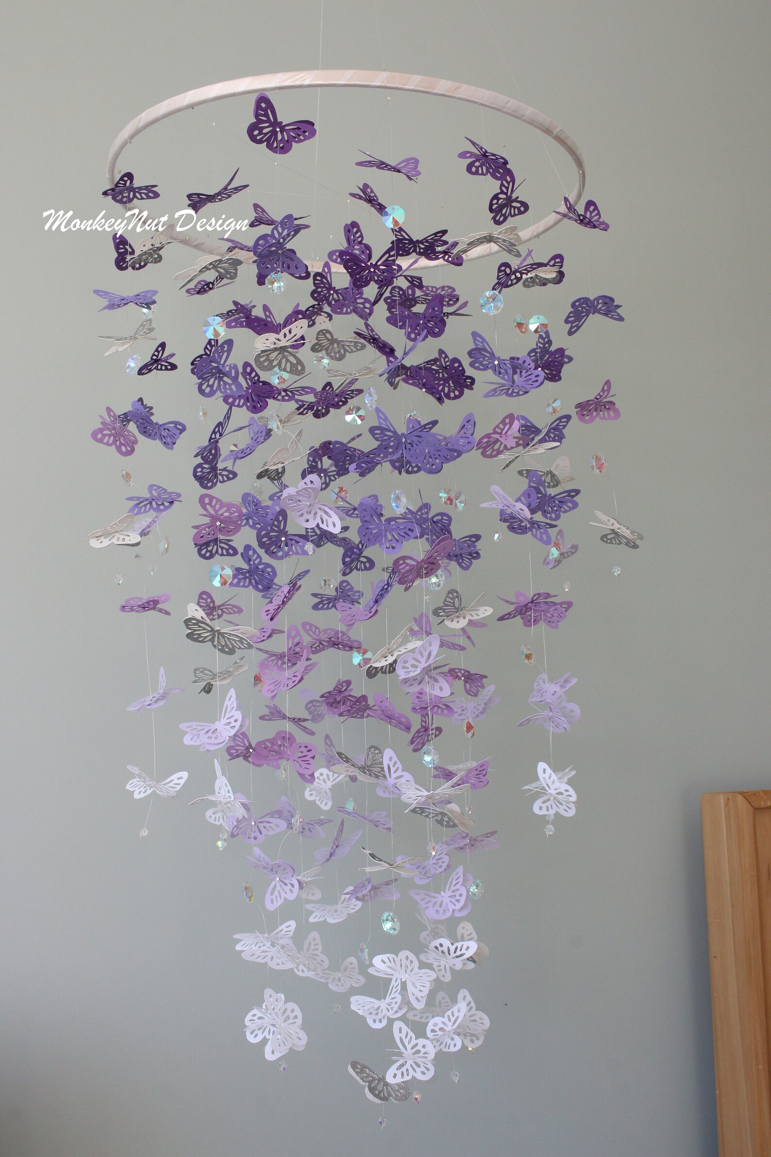 Crystal Butterfly Mobile/monarch Butterfly Mobile/purple Ombre ...