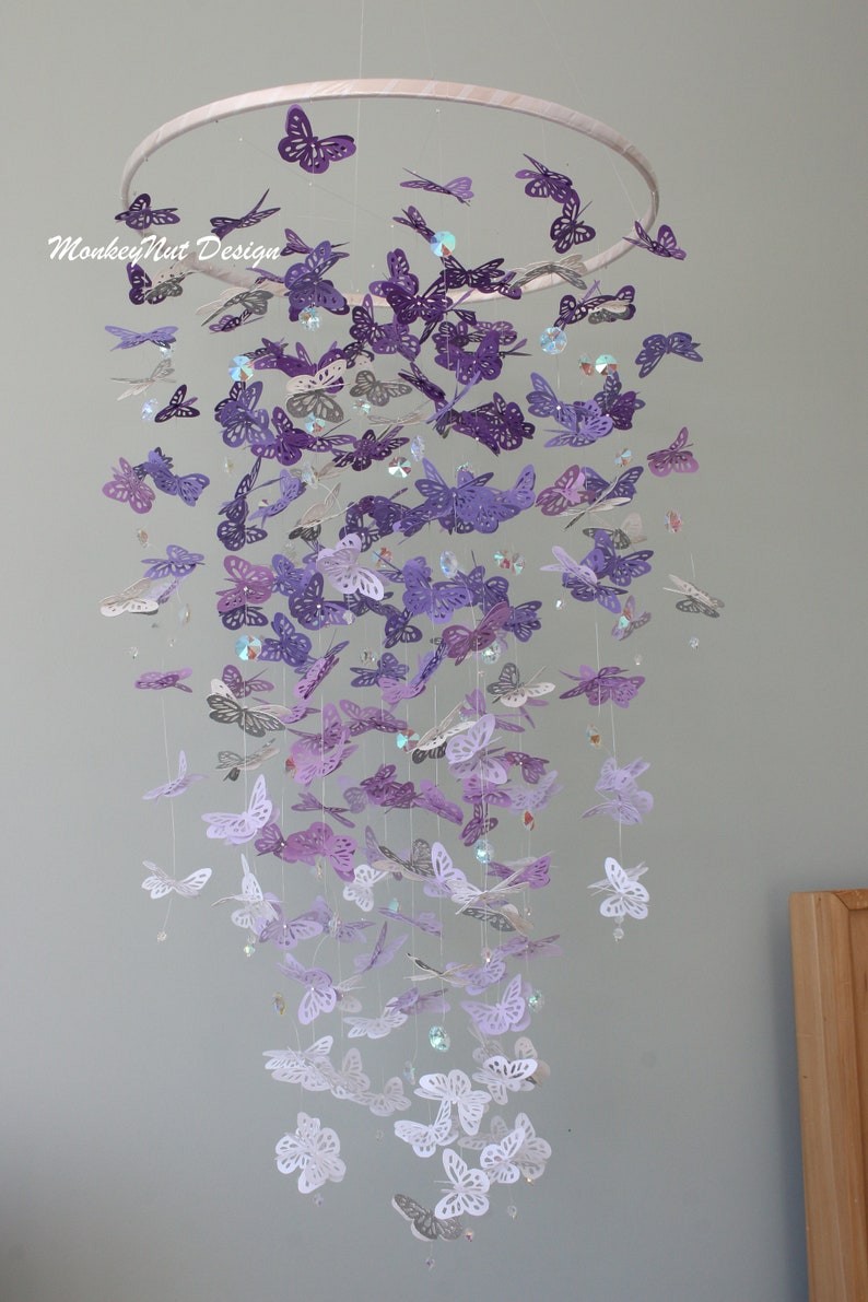 Crystal Butterfly Mobile/monarch Butterfly Mobile/purple Ombre ...