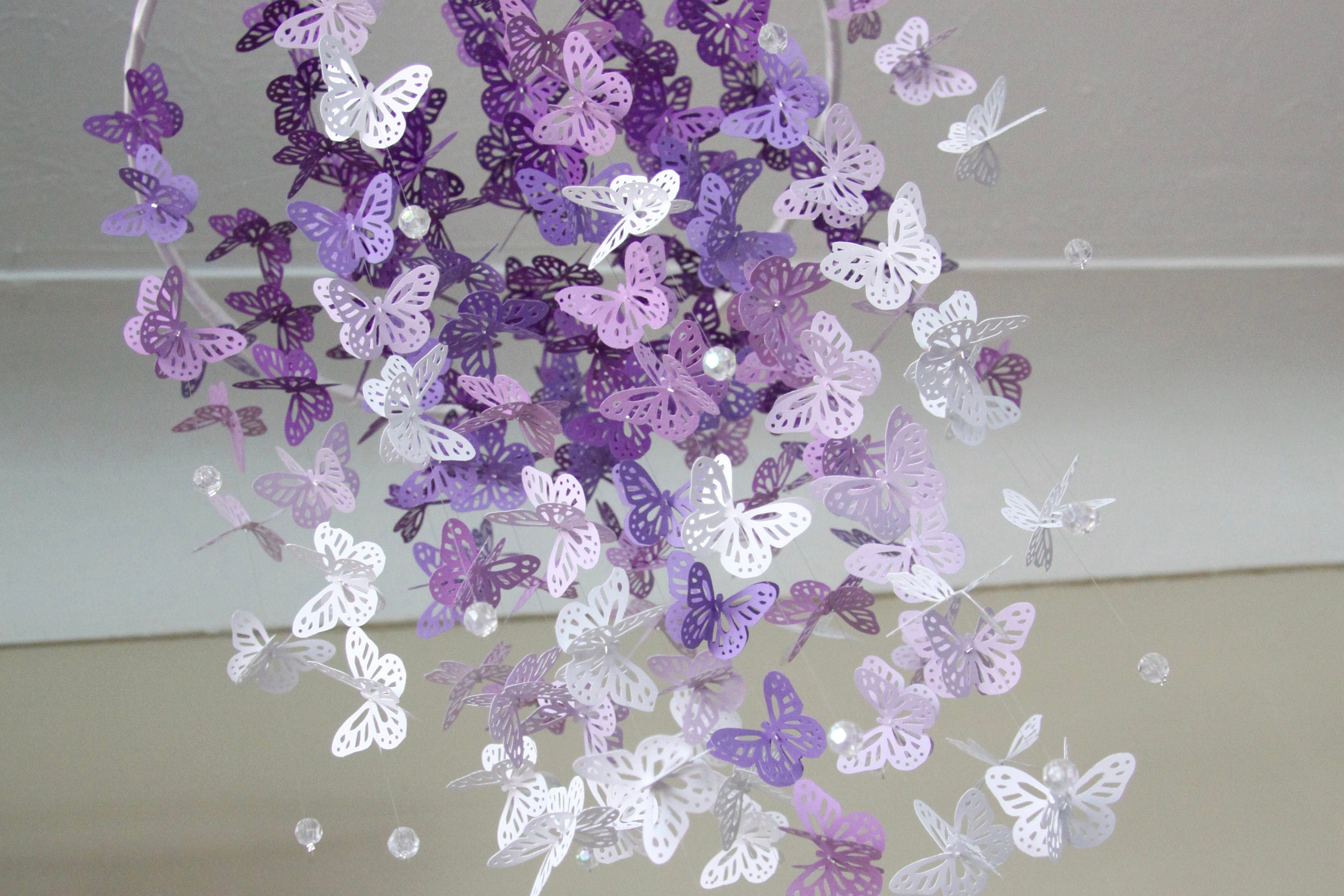 FULL Bodied Butterfly Mobile/monarch Butterfly Chandelier Mobile/purple ...