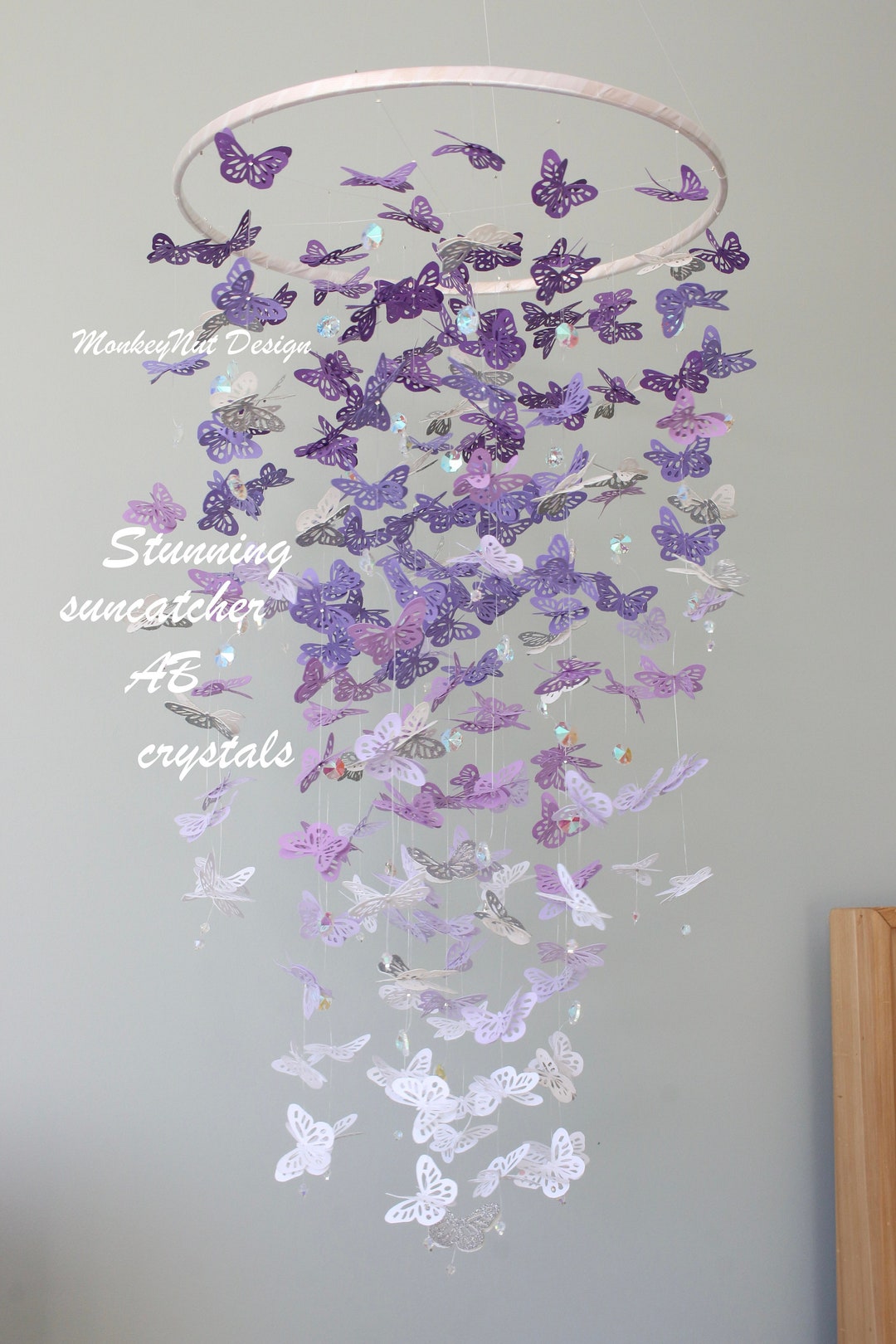 Crystal Butterfly Mobile/monarch Butterfly Mobile/purple Ombre ...