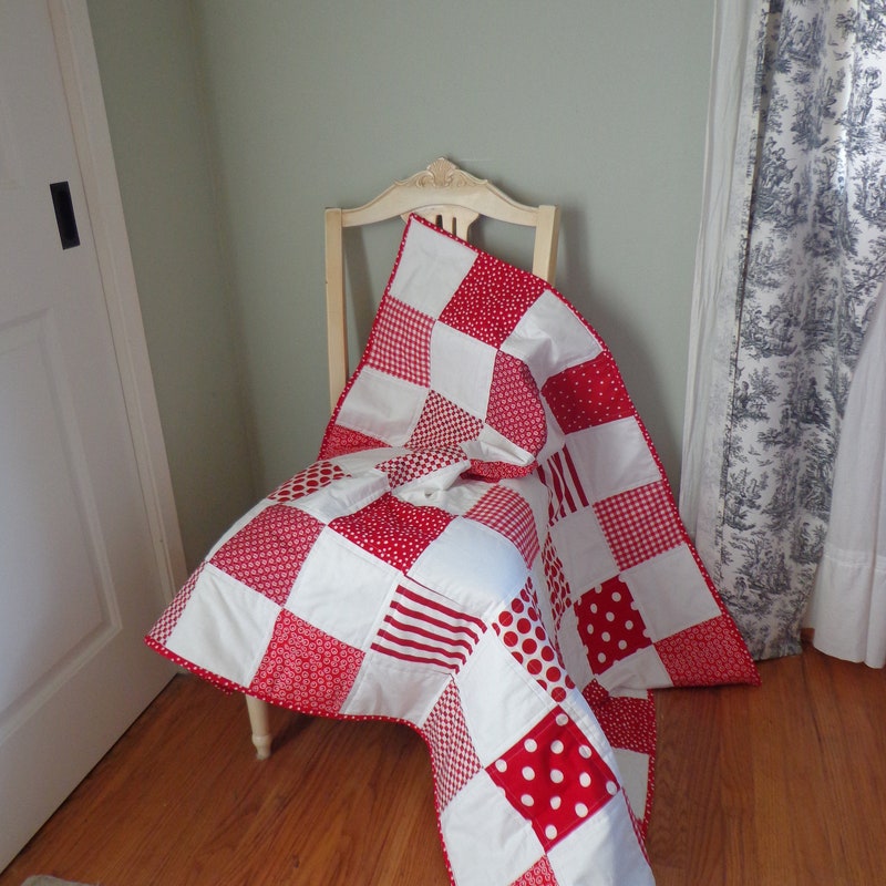 Red and White Quilt - Etsy