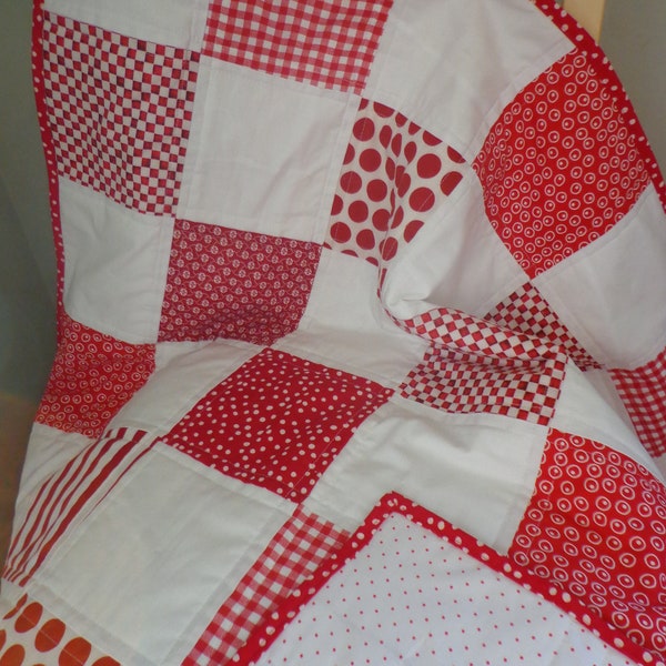 Red and White Quilt - Etsy