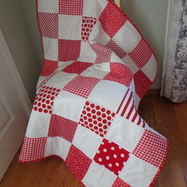 Red and White Quilt - Etsy
