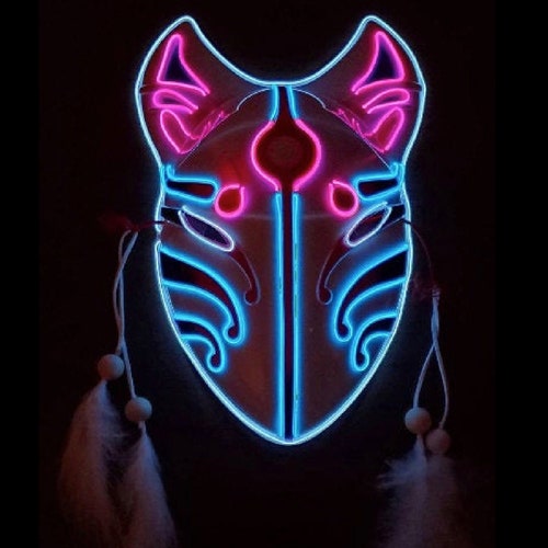 Japanese Kitsune Glow Mask - Etsy