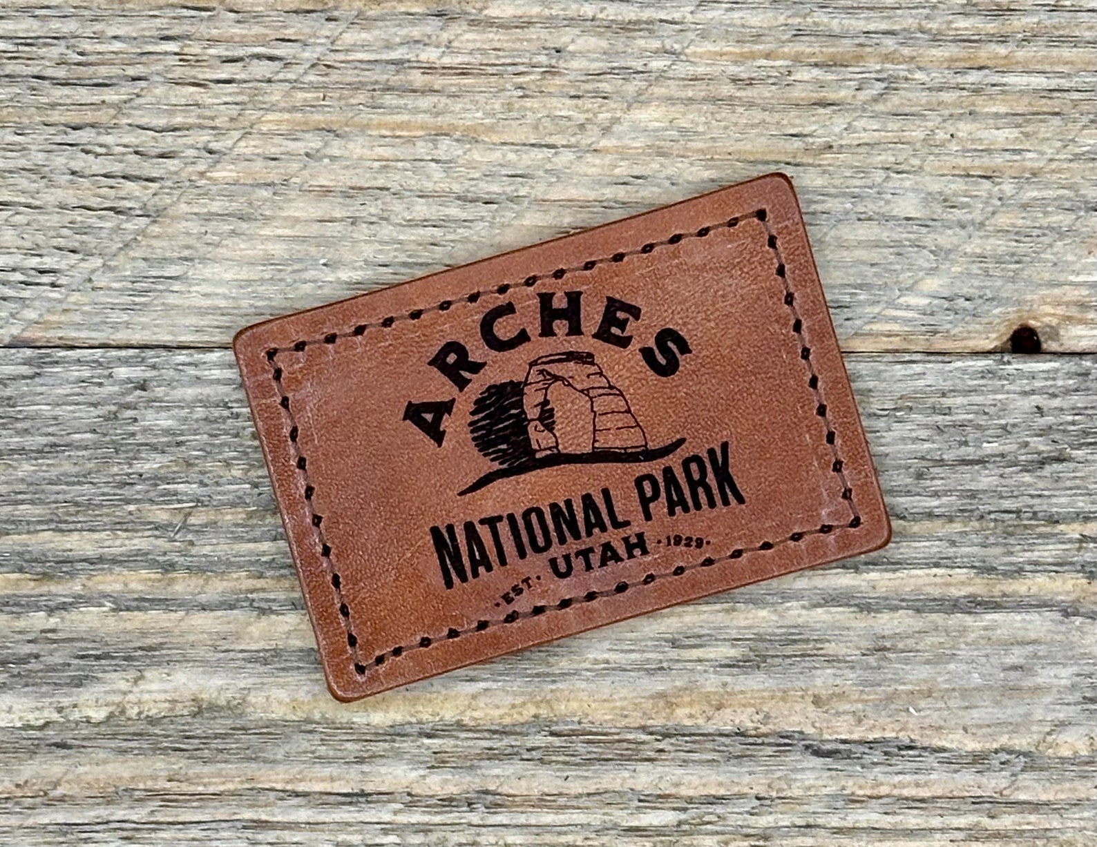 Handmade Leather Morale Patch - Arches National Park - Tan or Buck ...