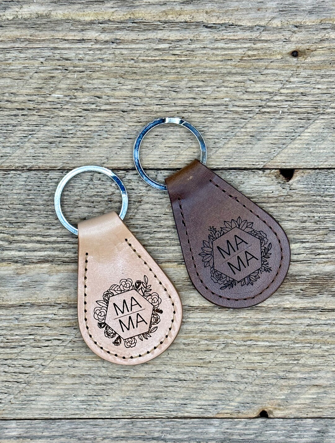 Handmade Leather Keychain - Mama - Engraved - Etsy