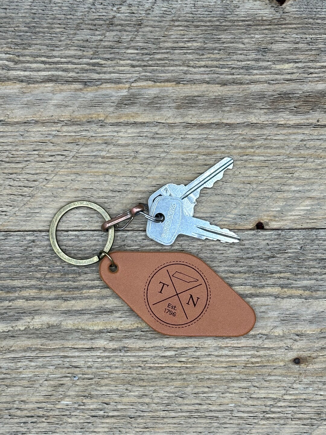Handmade Leather Keychain - Tennessee Logo - Motel Key Fob - Engraved ...