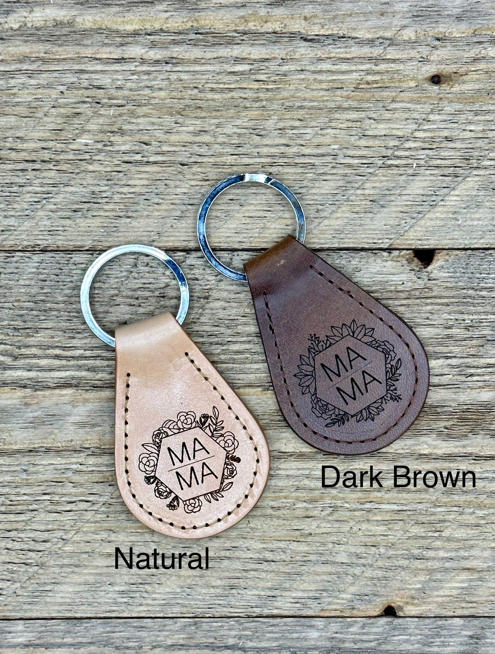 Handmade Leather Keychain - Mama - Engraved - Etsy