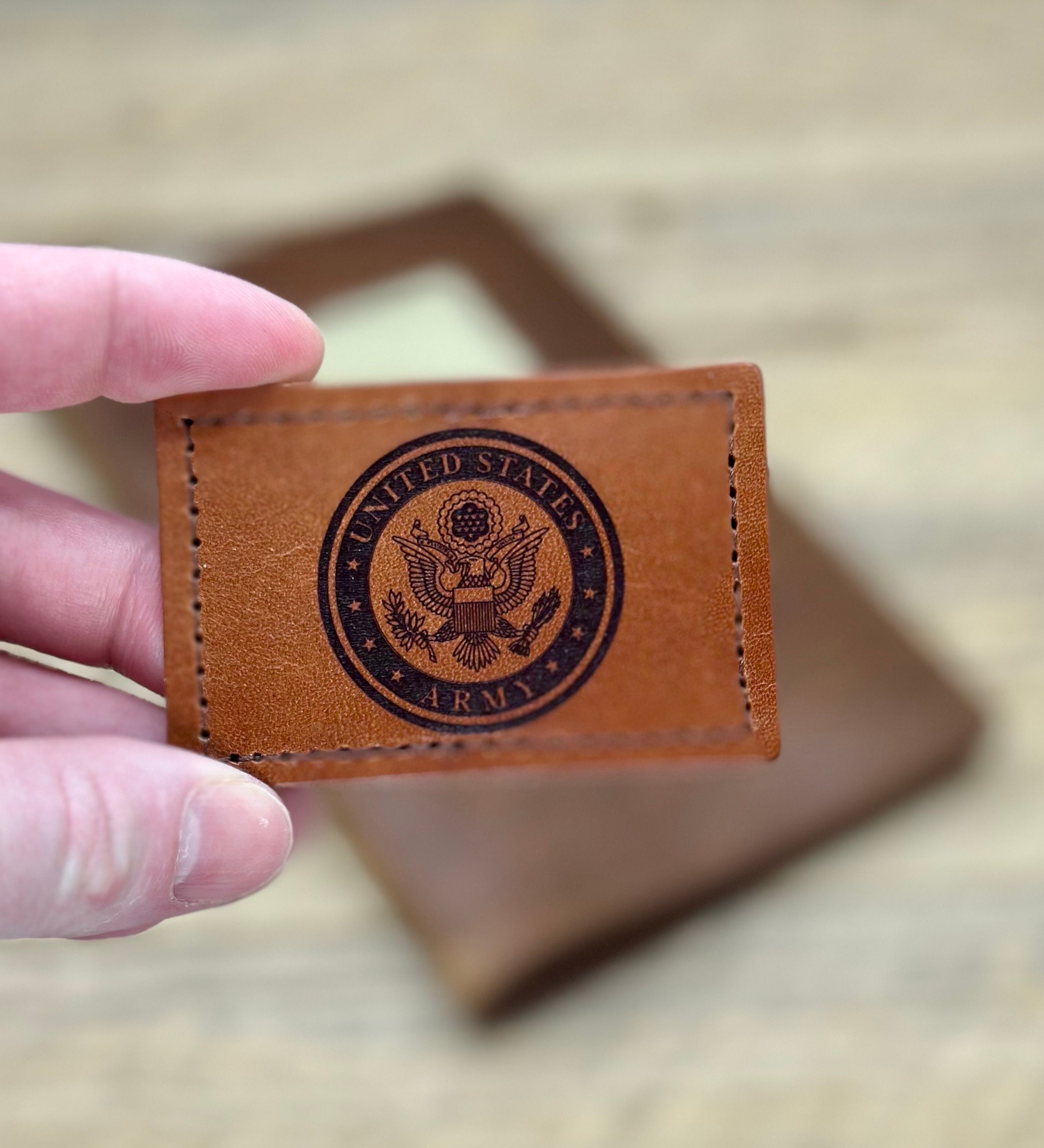 Handmade Leather Morale Patch - United Stated Army Insignia - Tan or ...