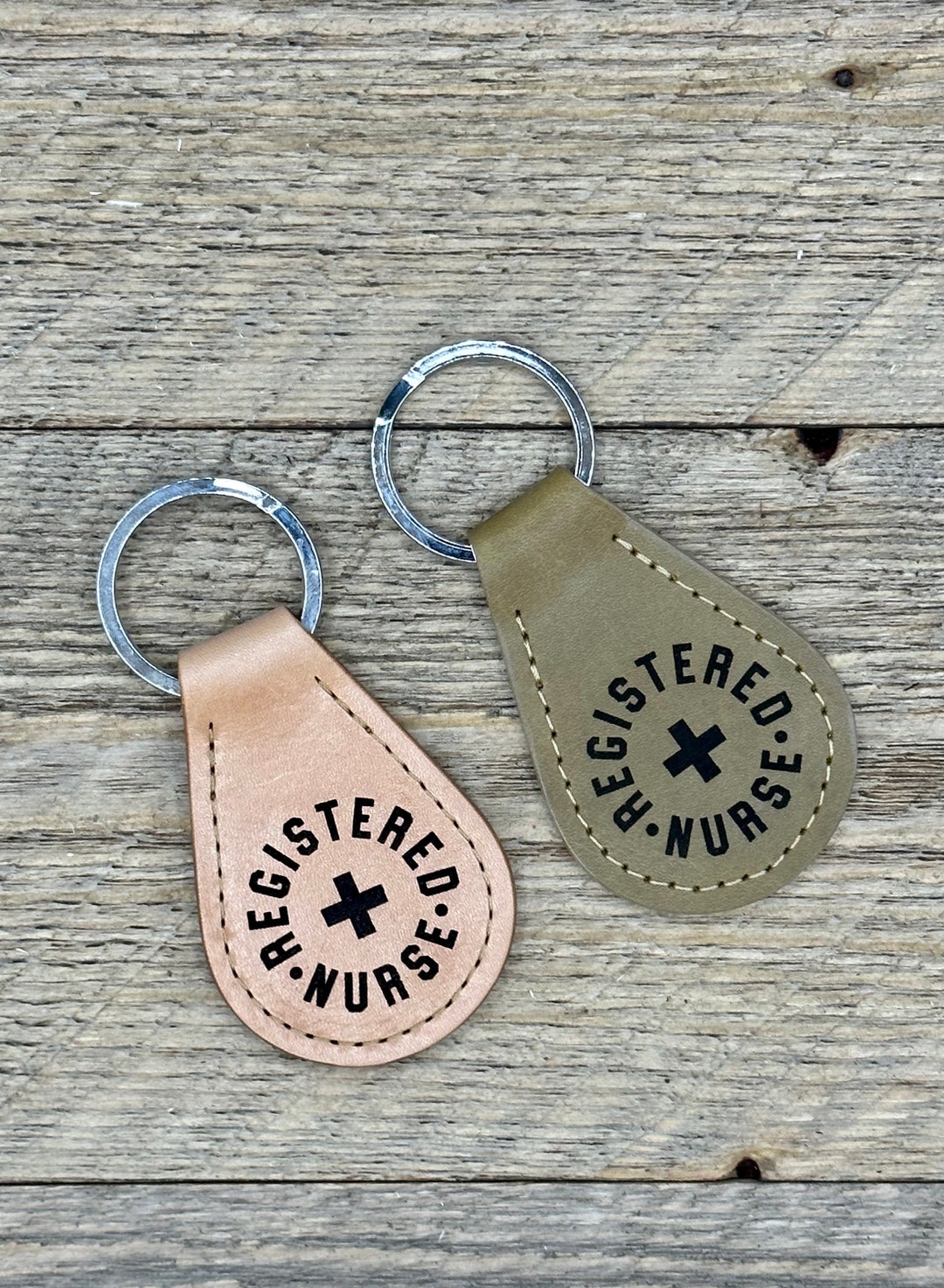 Handmade Leather Keychain - Registered Nurse - Engraved - Etsy