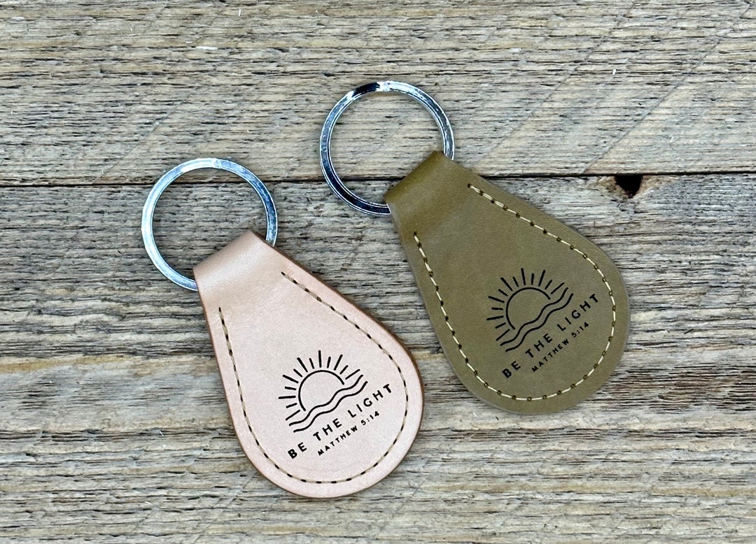 Handmade Leather Keychain - Be the Light - Engraved - Etsy