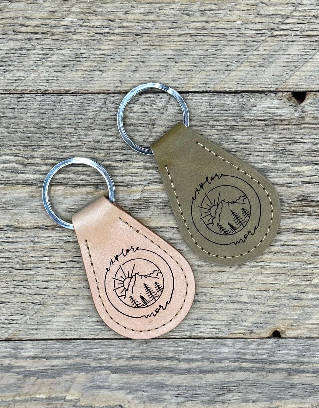 Handmade Leather Keychain - Explore More - Engraved - Etsy