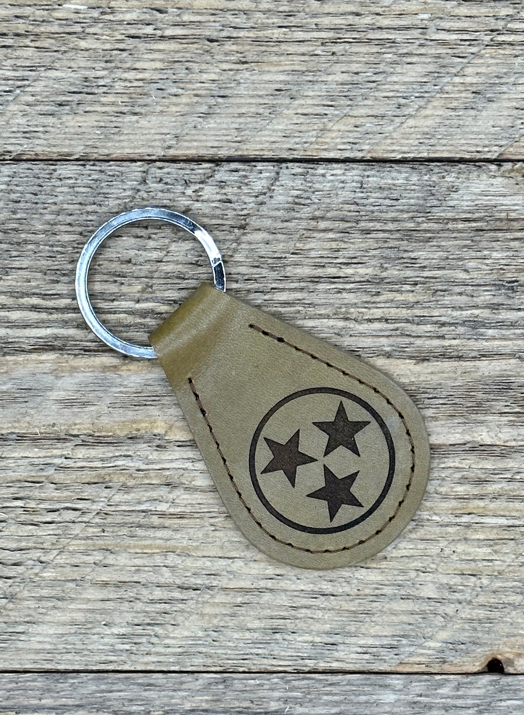 Handmade Leather Keychain - Tennessee State Flag - Engraved - Etsy