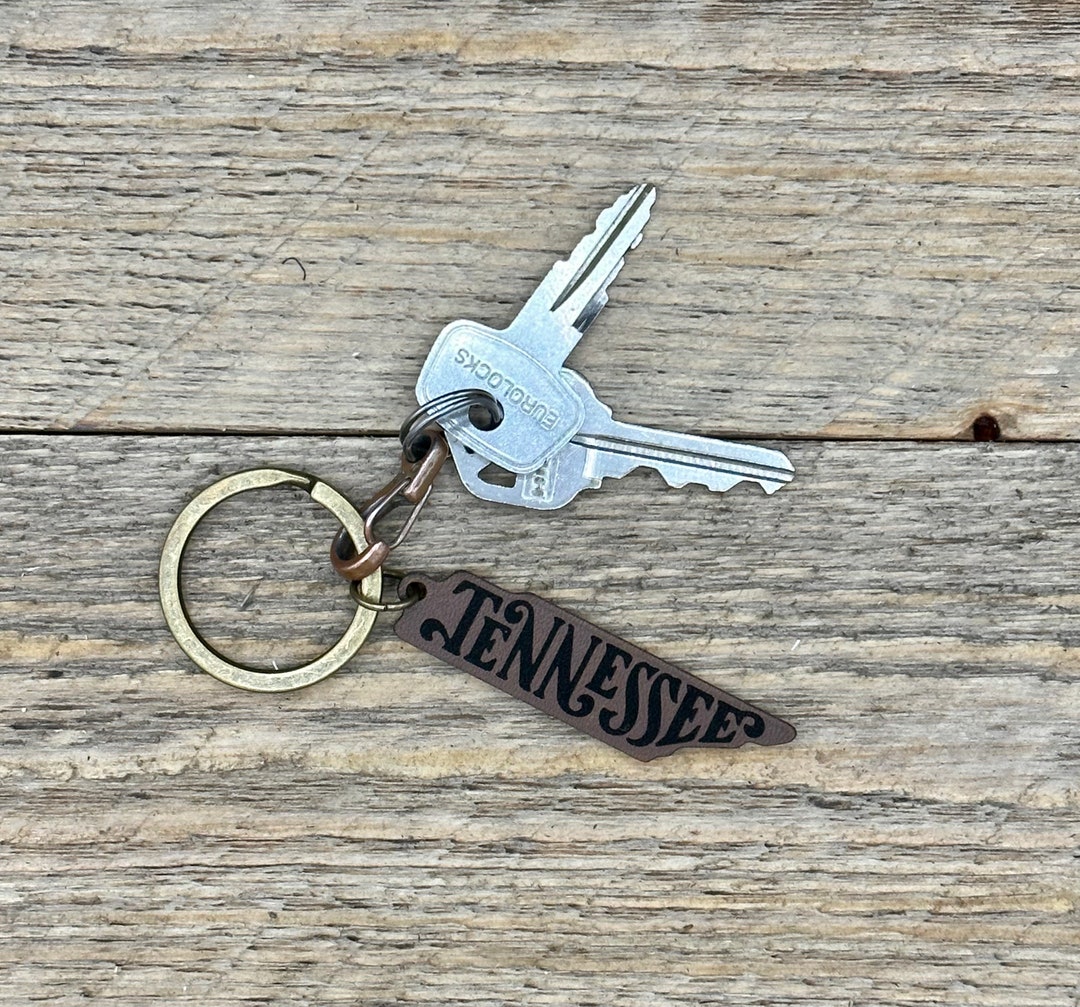 Handmade Leather Keychain - Tennessee TN1 - Engraved - Etsy
