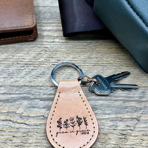 Handmade Leather Keychain - Grow in Grace - Engraved - Etsy