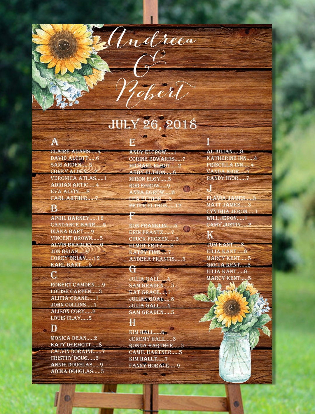 Rustic Wedding Printable Seating Chart, Barn Wood Printable Seating ...