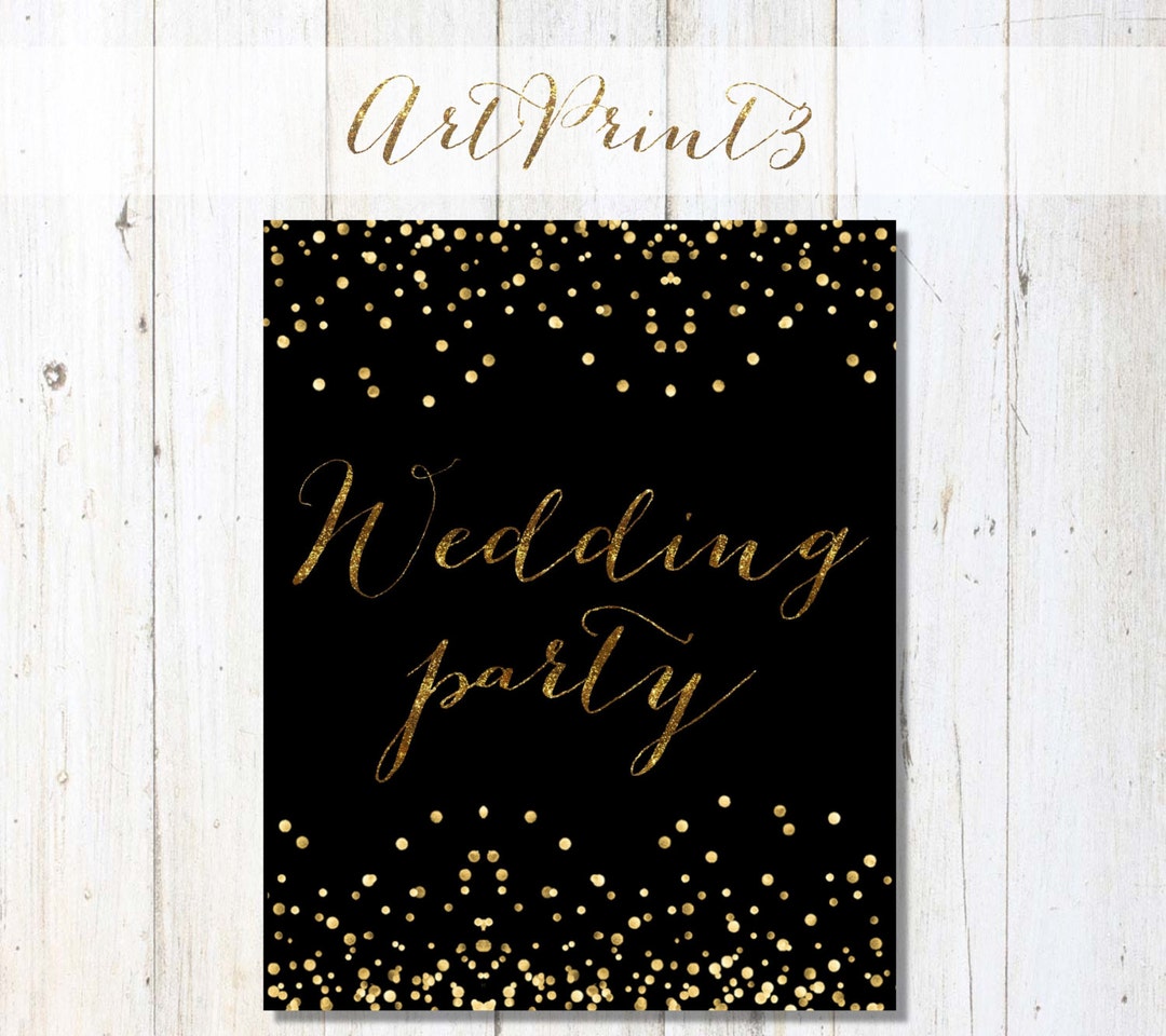 Printable Wedding Party Sign, Instant Download Wedding Sign, Gold ...