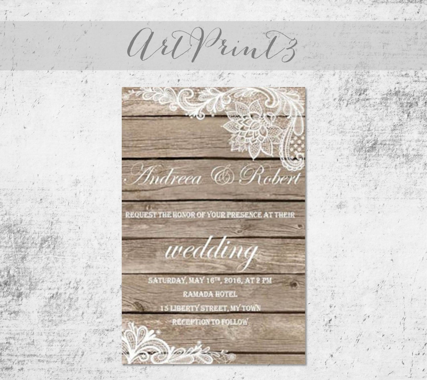 Rustic Wedding Invitation Printable Printable Wedding - Etsy