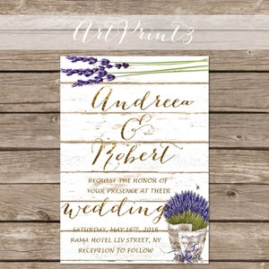 Lavender Wedding Invitation Printable, Rustic Wedding Invite Suite ...