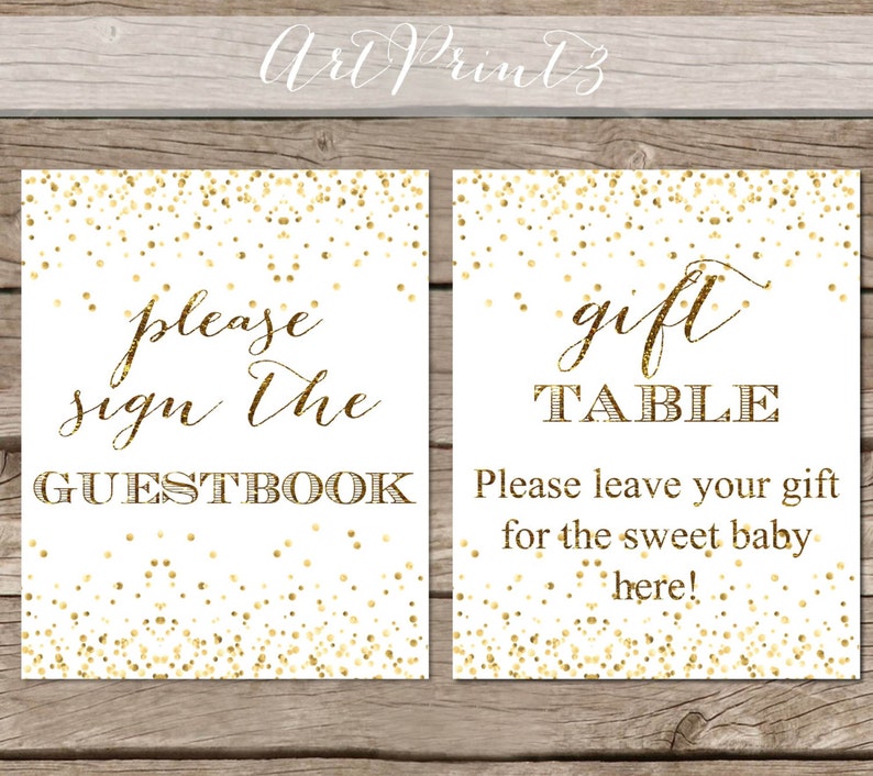Printable Baby Shower Table Signs Instant Download Gold Baby - Etsy