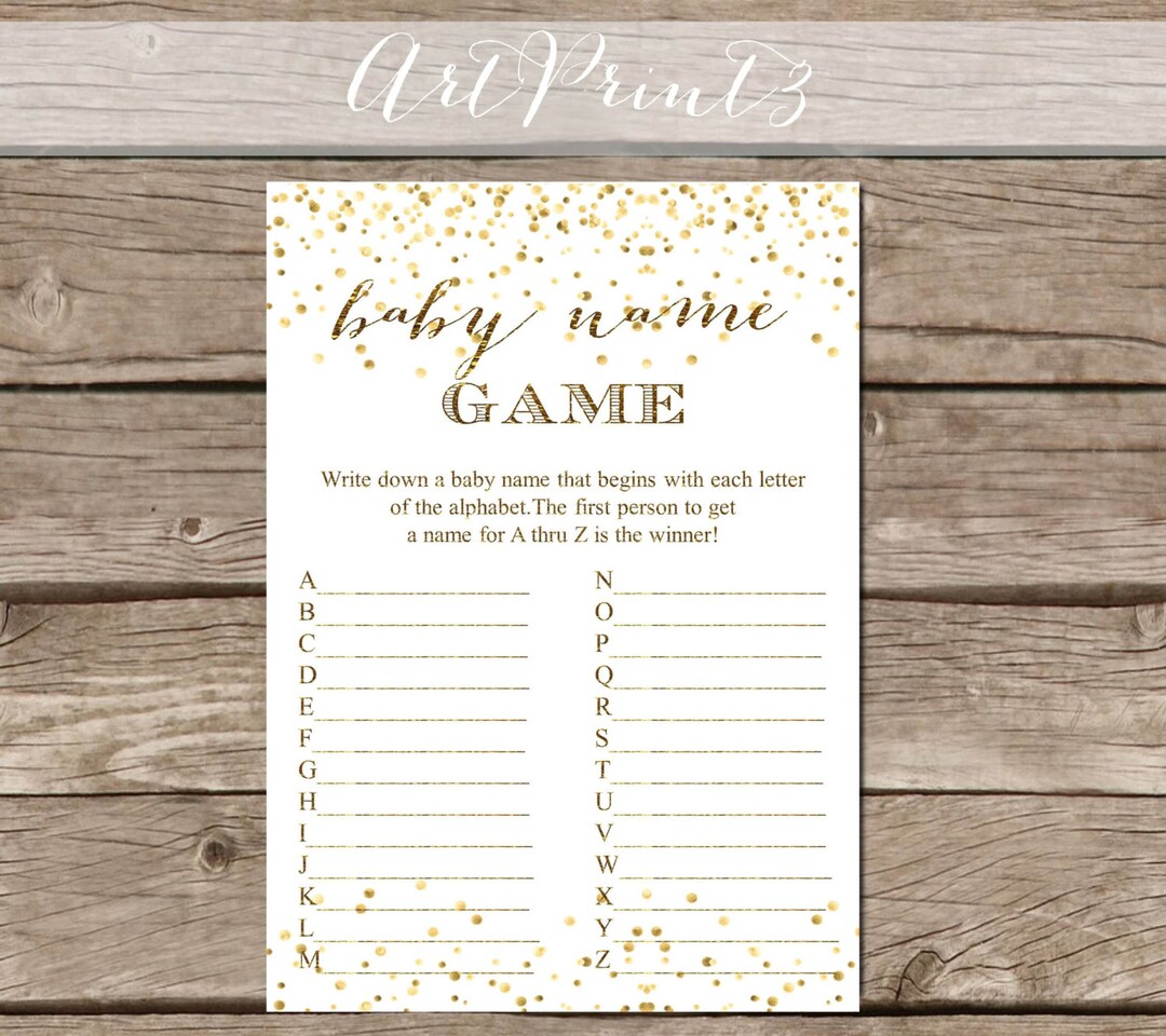 Baby Shower Baby Name Game Printable, Instant Download Gold Confetti ...