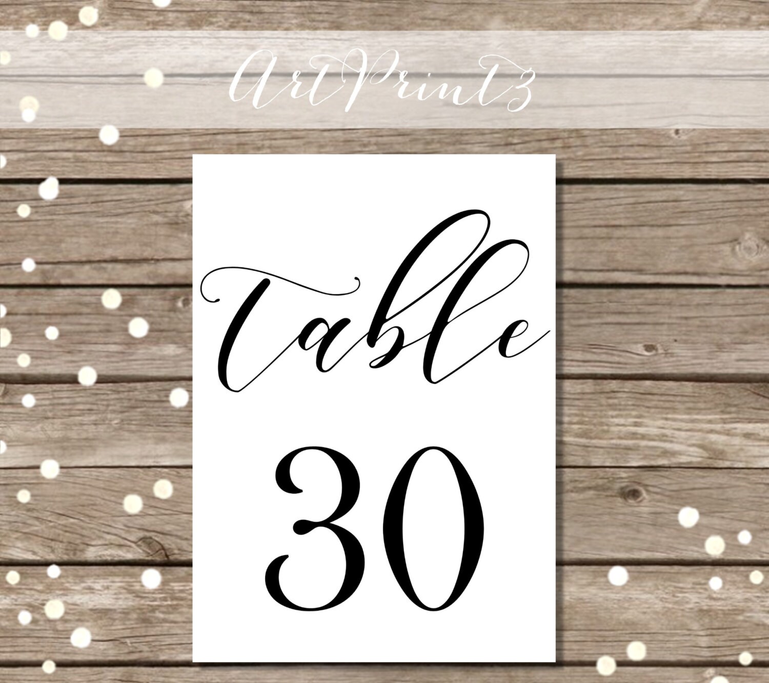 Printable Wedding Table Numbers 1 30 Printable Table - Etsy