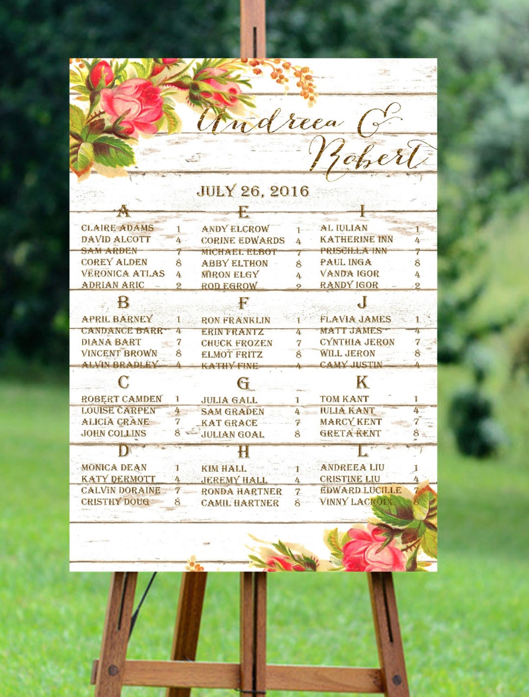 Rustic Wedding Printable Seating Chart, Barn Wood Printable Seating ...