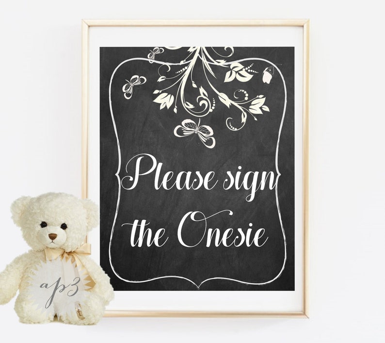 Baby Shower Please Sign the Onesie Sign Printable, Chalkboard Baby ...