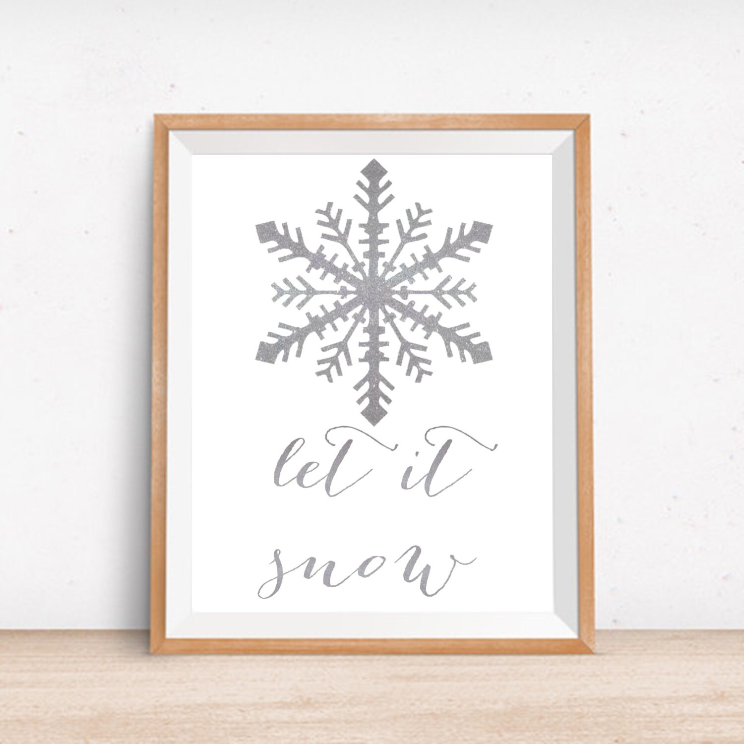 Let It Snow Winter Home Decor Print, Silver Snowflake Digital Print ...